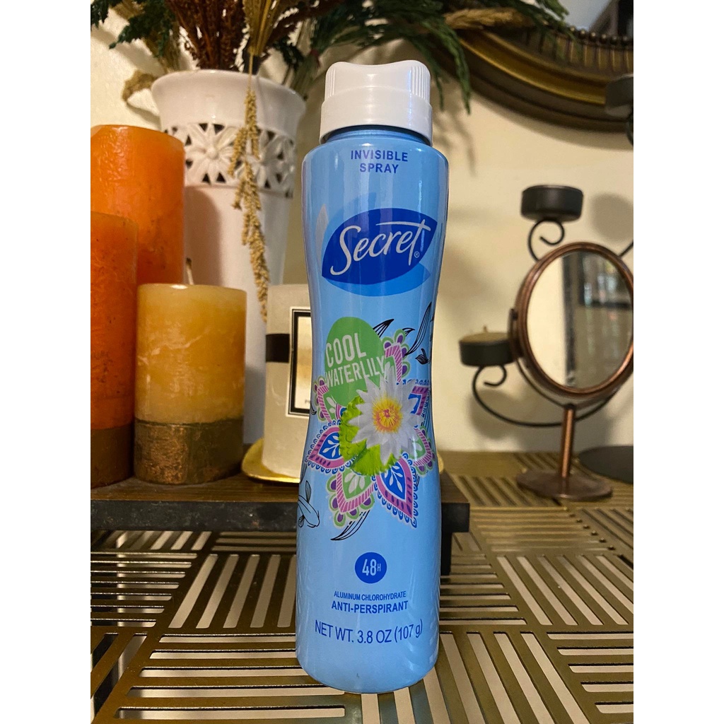 SECRET Invisible Spray Anti-Perspirant Deodorant - COOL WATERLILY- 107g ...