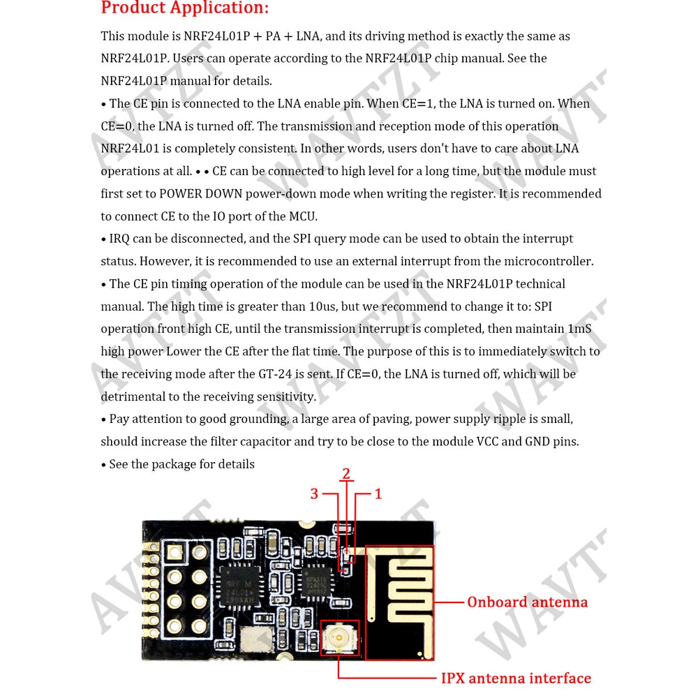 GT-24 2.4G SMD NRF24L01 1100 meter long-distance NRF24L01+PA+LNA SMD ...