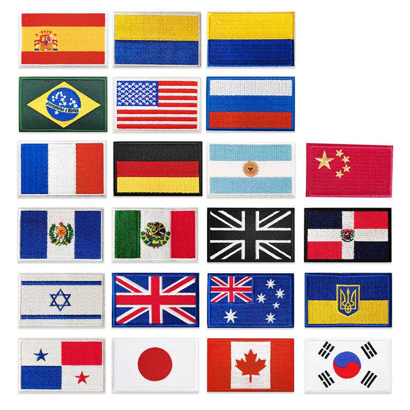 Countries Flags Full Embroidered Patches for Clothing Iron on Appliques ...