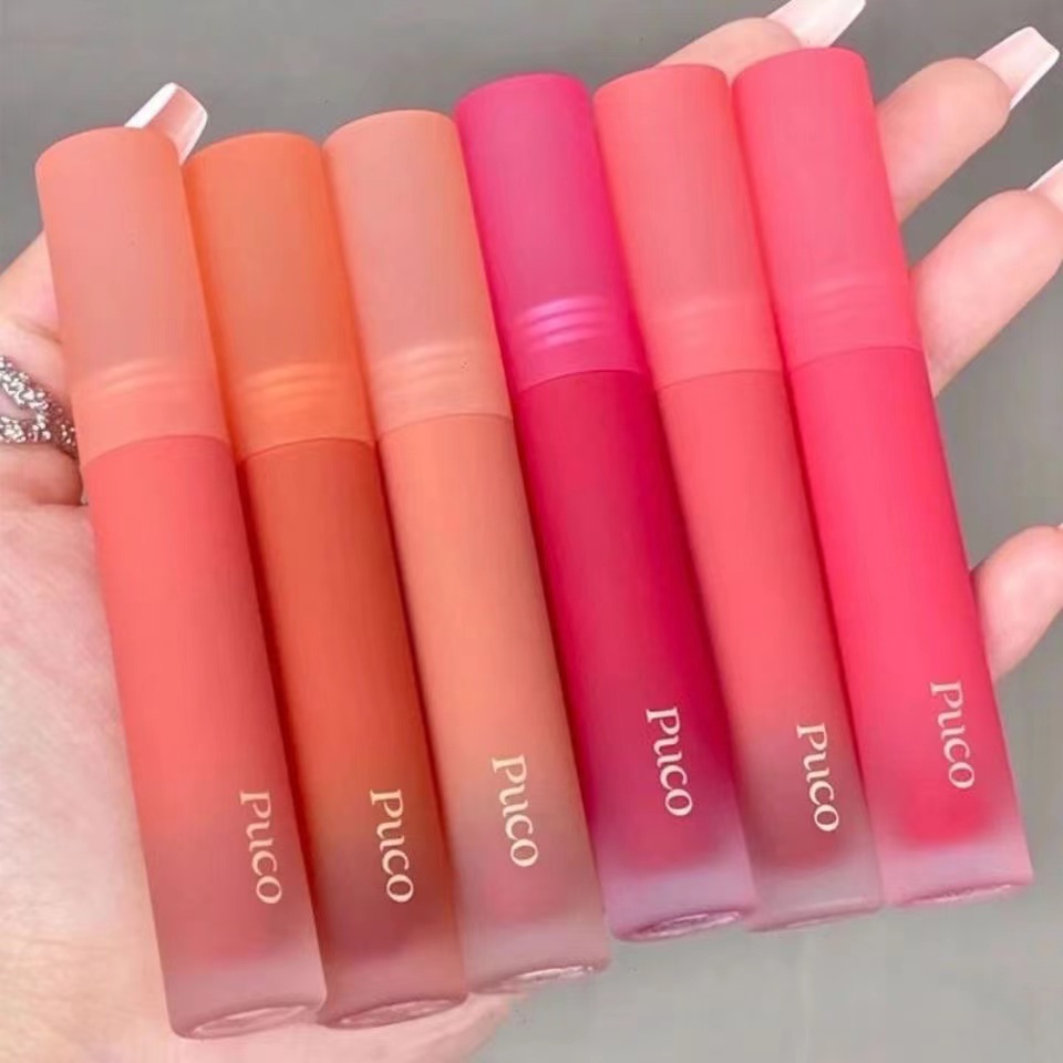 PUCO Lip Mud Mousse Lip Glaze Matte Matte Velvet Lipstick Female Berry Milk Tea Bean Paste Color ...