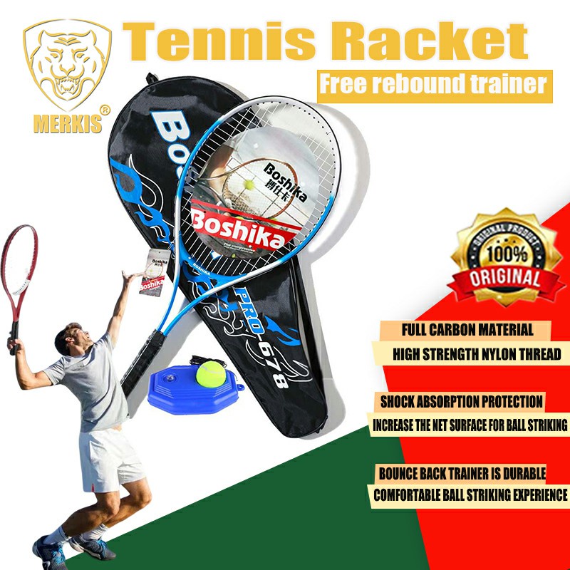 Merkis Teenager's Tennis Racket For Training Raquete De Carbon Fiber ...