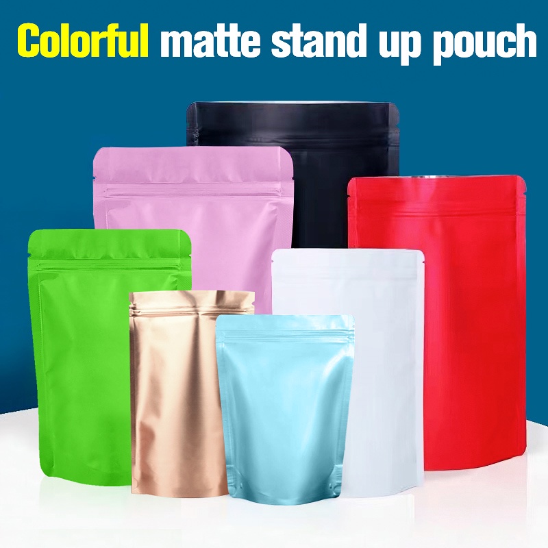 100pcs Colorful No Window Matte Stand Up Pouch Resealable For Food ...