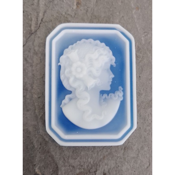Agate Portrait Lady Cameo Loose 30mm by 22mm Octagon Blue Stone Carved ...