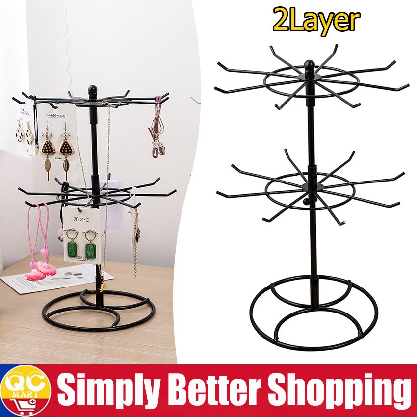 2-Tier Rotary Jewelry Shelf Earring Necklace Stand Rack Display Rack ...