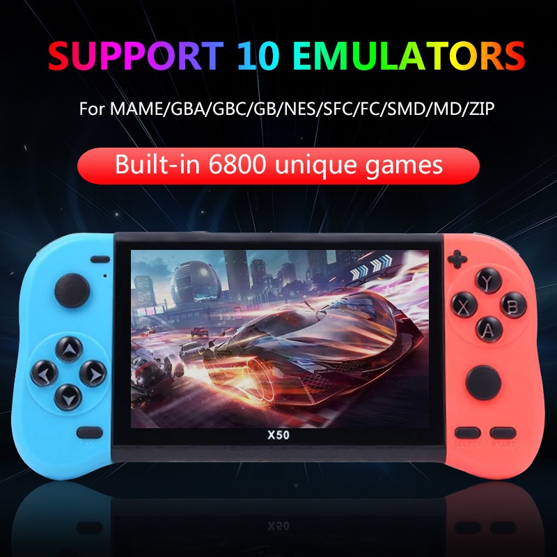 X50 Video Game Console Built-in 6800+ Games Dual Joystick Control ...
