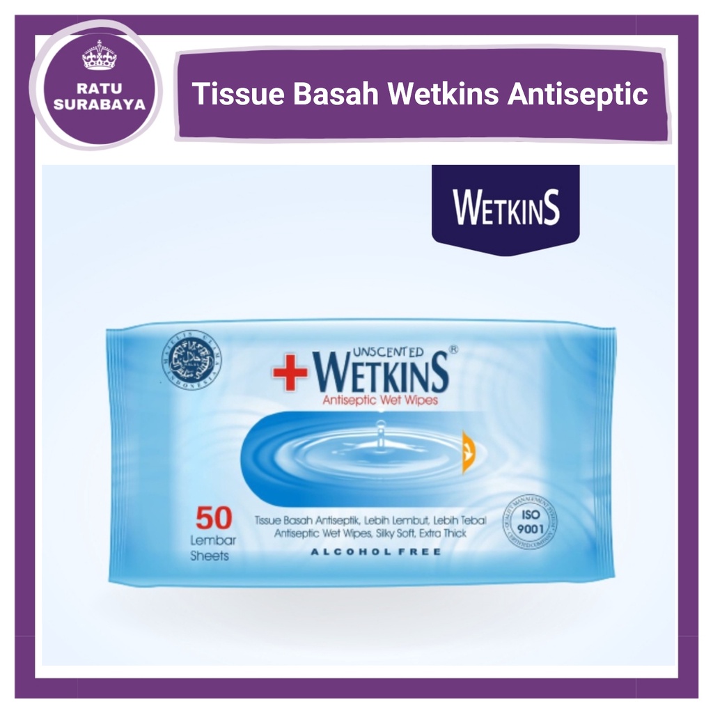 Wetkins Antiseptic Disinfectant Wet Tissue contains 50 sheets Fliptop ...
