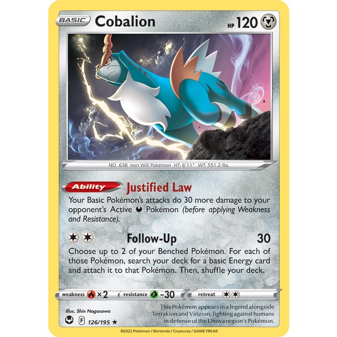 Cobalion Rare Sword & Shield: Silver Tempest Pokemon TCG Trading Card ...