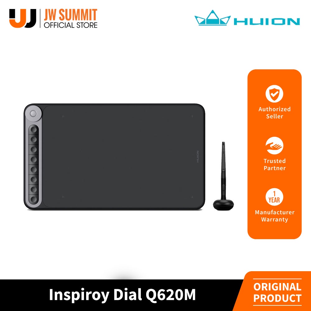 Huion Inspiroy Dial Q620M, Wireless Graphics Drawing Tablet One Dial Controller and 8 Press Keys ...