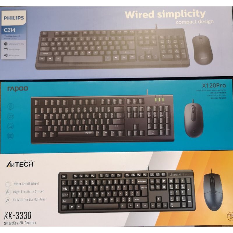 A4tech Rapoo Nx1600 And Philips Keyboard Mouse Combo Shopee Philippines