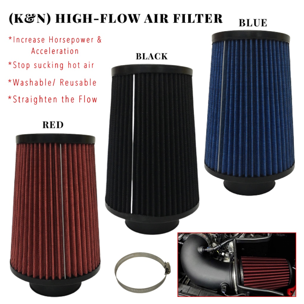 COS K&N Universal Automobile Car Fiber Air Filter Auto Air Intake Round ...