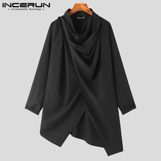 INCERUN Men's Gothic Punk Poncho Cape Long Sleeve Solid Color Casual ...