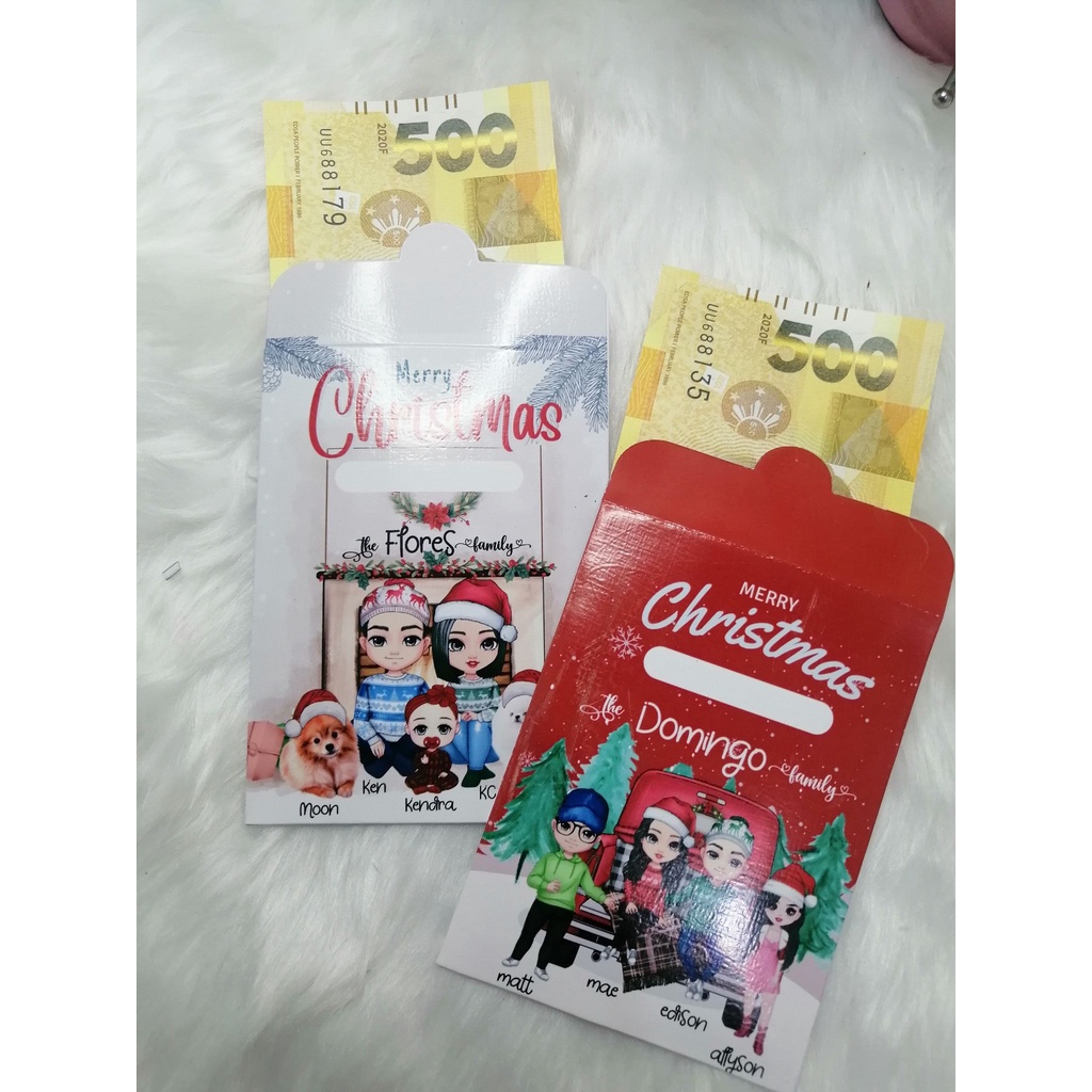 Personalized Christmas Money Envelope or Angpao with chibi characters ...