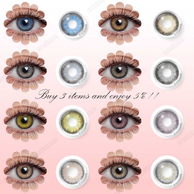 EYESHARE MIKI Eye Contact Lenses Series 2 Pcs/Pair 0 Degree Annual ...