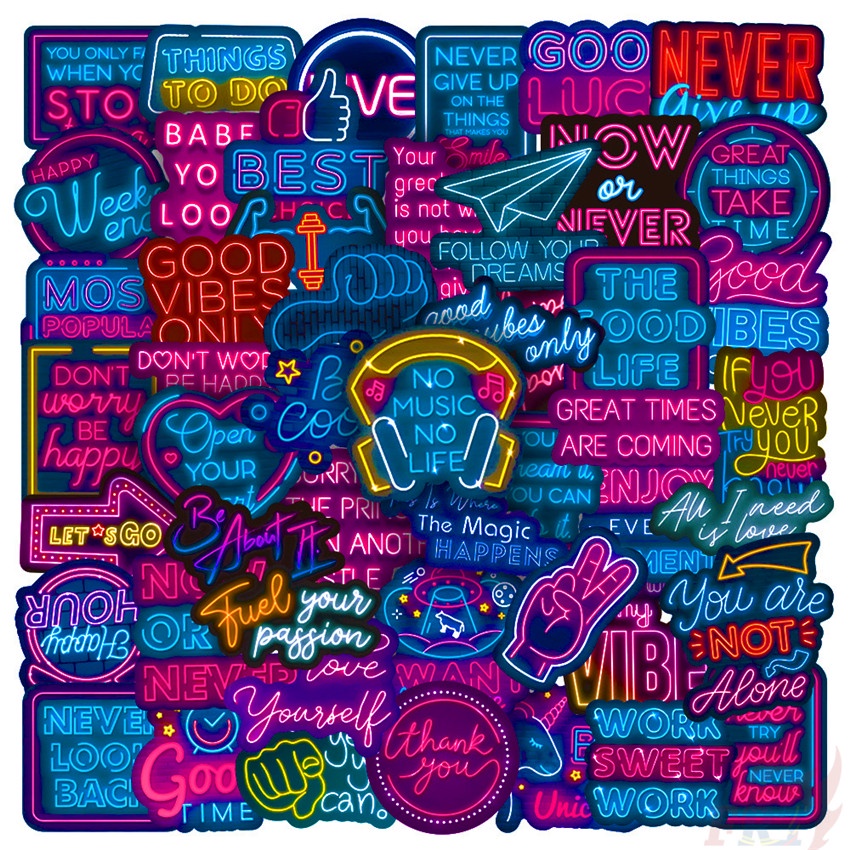 Neon Color . Funny Slang Series 01 Stickers 50Pcs/Set DIY Fashion ...