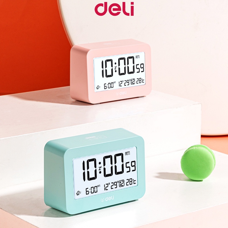 Deli Desk Clock LED Display Table Alarm Clock Snooze Thermometer ...