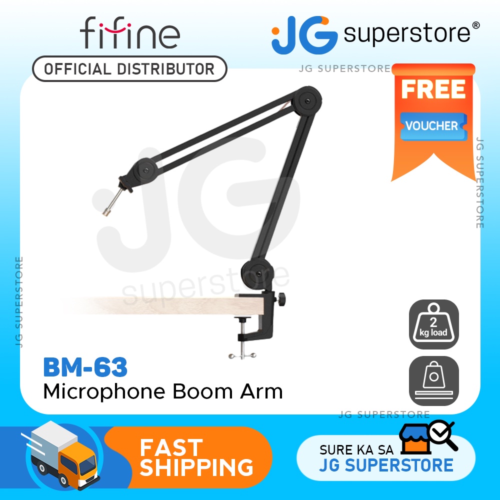Fifine BM63 Heavy Duty Mic Boom Arm w/ Spring Suspension Desk Clamp & Universal 5/8" Bolt Mount ...