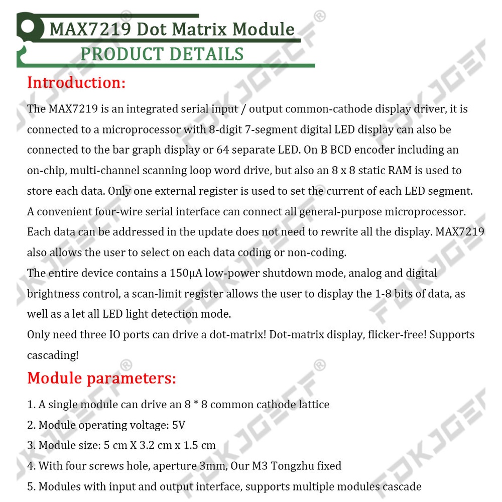 MAX7219 Dot Matrix Module Microcontroller Module Control Module Display ...