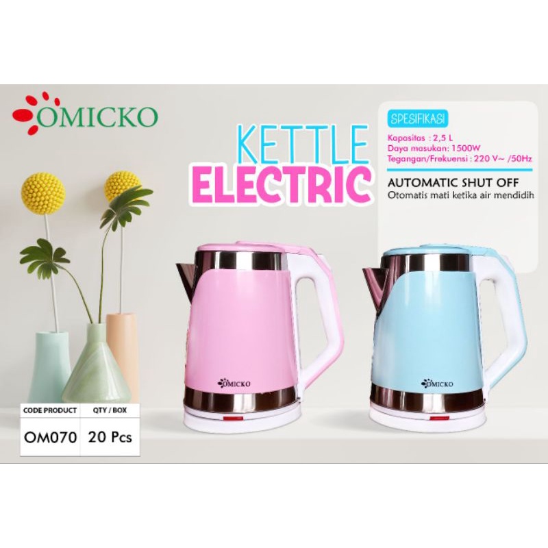 Omicko electric kettle, 2.5 Liter stainless steel water heater kettel | Shopee Philippines