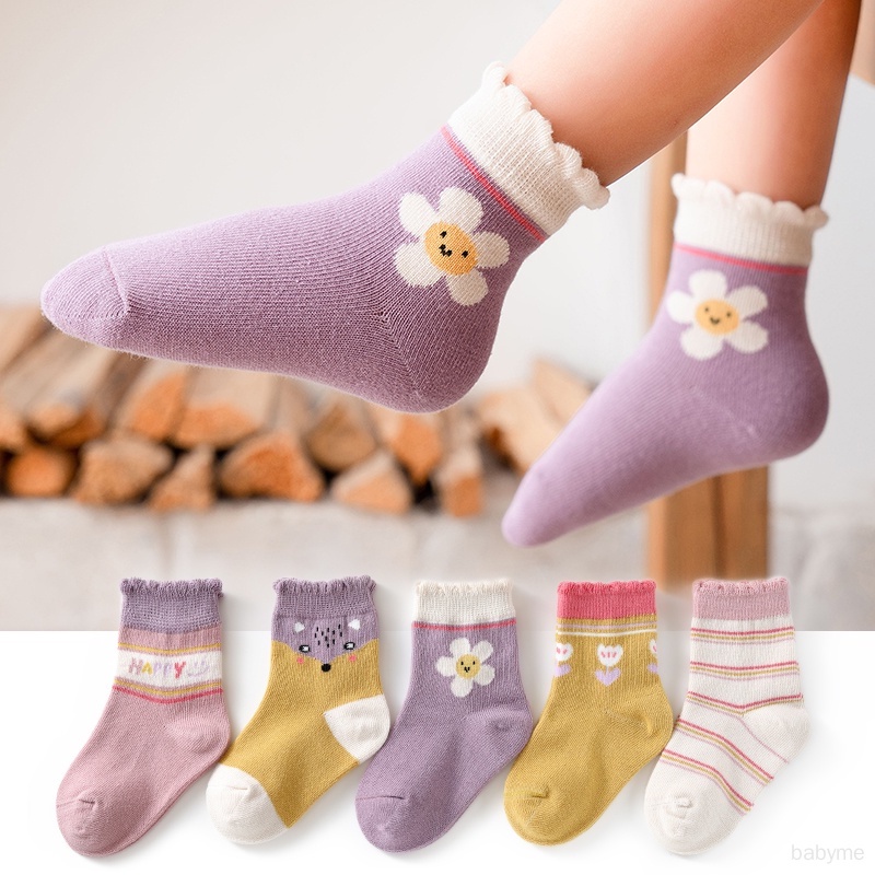 5Pcs Set Baby Socks Kids Candy Colored Comfortable Cute Cartoon Sock ...