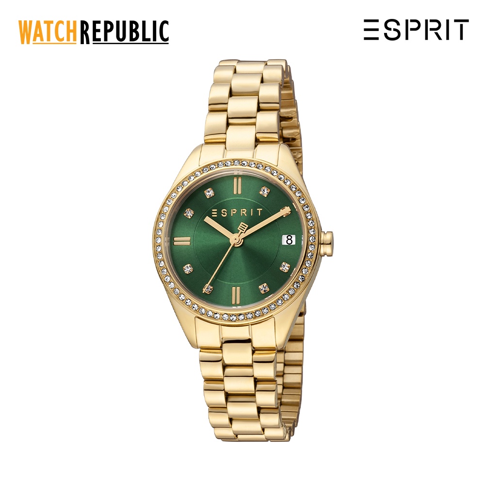 Esprit Alia Date Gold Stainless Steel Watch For Women EES1L341M0085 ...