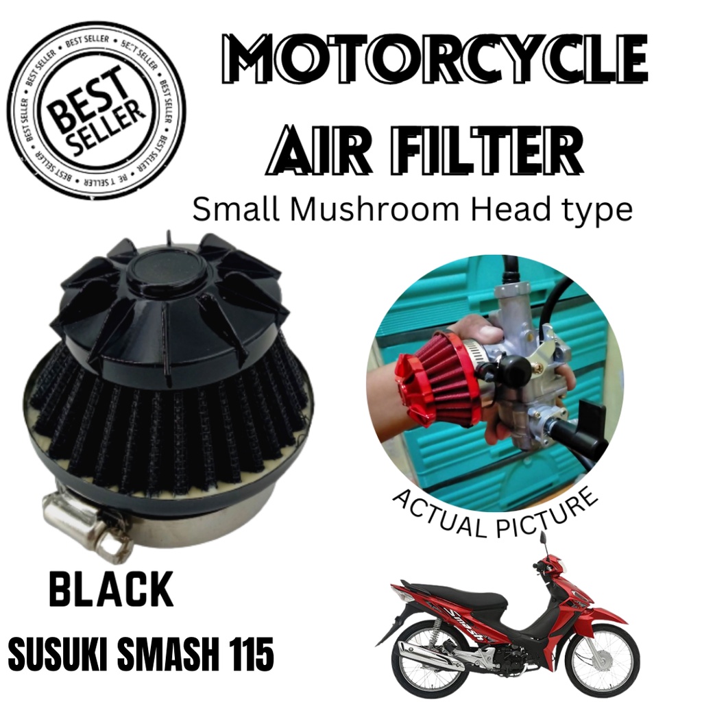 MOTORCYLE AIR FILTER FOR SUSUKI SMASH 115 | BLACK | SMALL MUSHROOM HEAD ...
