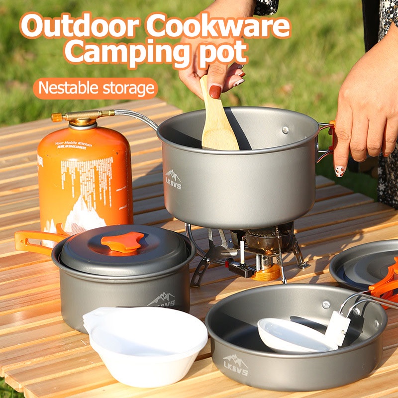 Camping Cooking Set Mini Travel portable pot Nonstick Hiking Picnic Pot ...