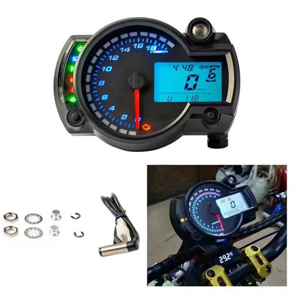 7 Colors LCD Digital Universal Speedometer Motorcycle Odometer Meter ...