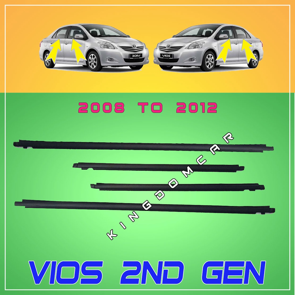 Vios 2008 2009 2010 2011 2012 (Gen 2) Weather Strip Outer Channel (4 ...