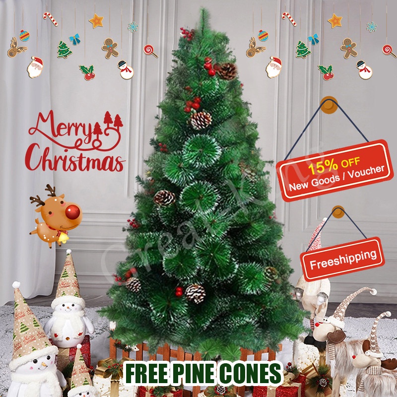 6ft/7ft Christmas Tree Snowflake Pine Needle Christmas Tree with Metal ...