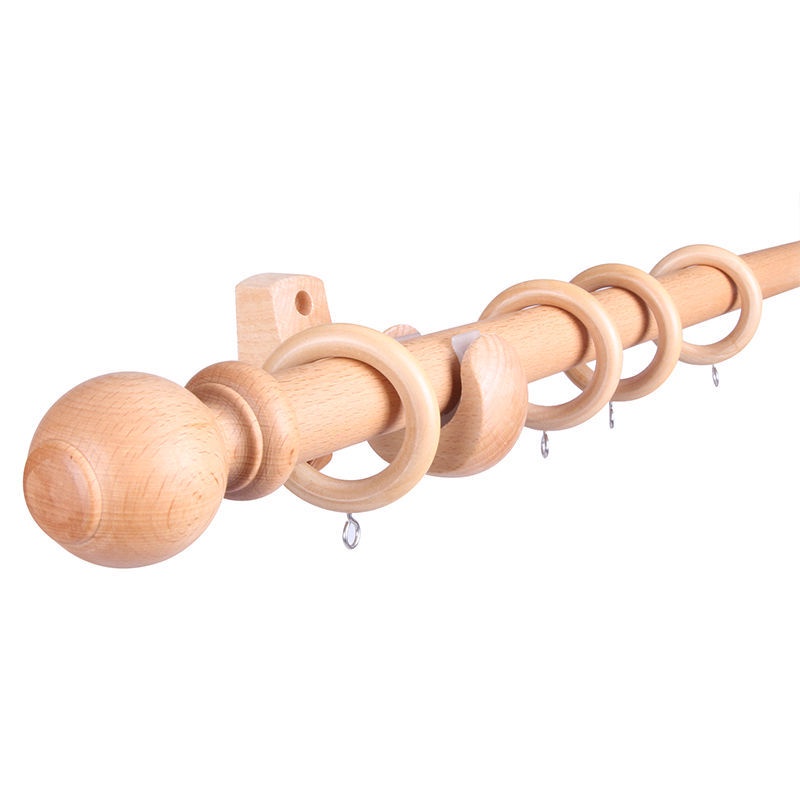CODSolid wood curtain rod log Roman rod mute curtain track single rod ...