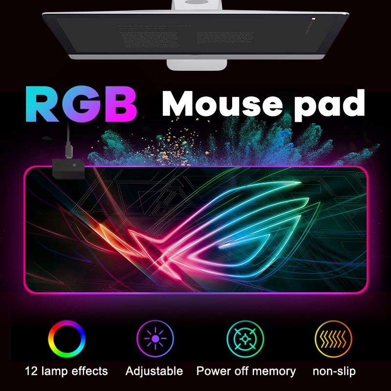 Gaming Mouse Pad RGB Desk Mat Large Colorful LED Breath Light For PC ...