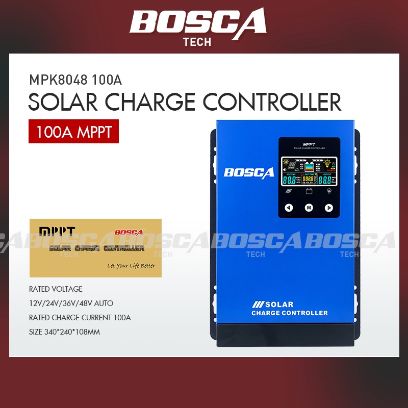 BOSCA Solar Charge Controller MPPT 12v 24v 36v 48v AUTO 100A MPK8048 ...