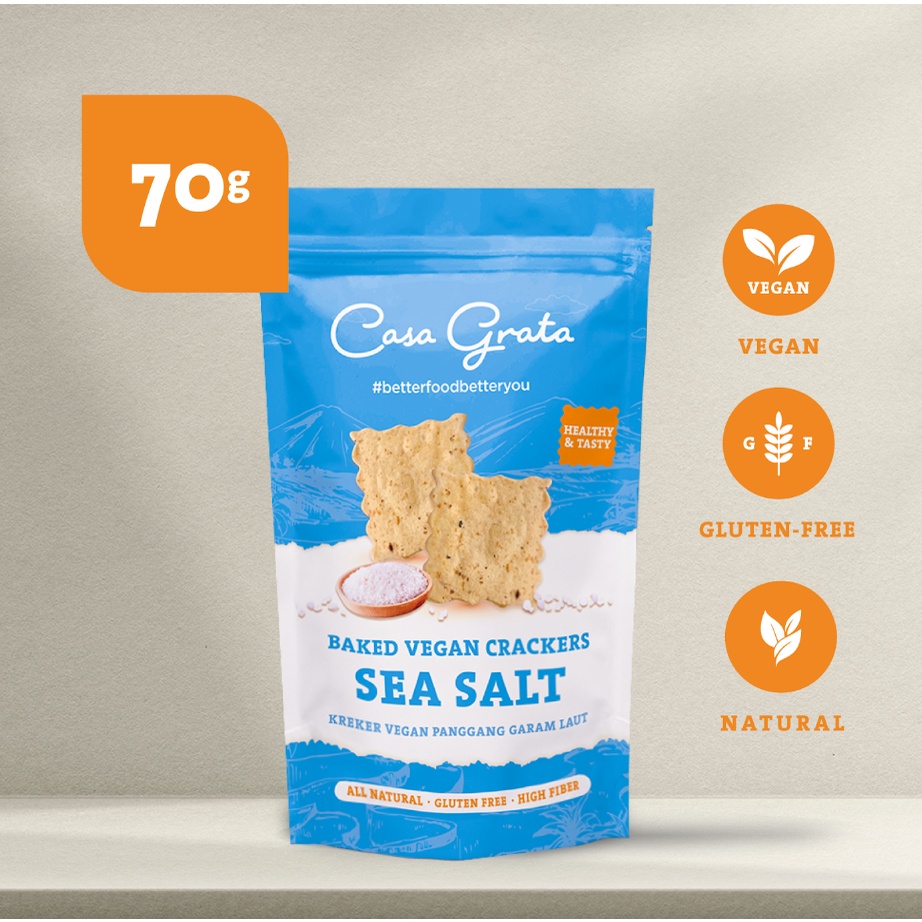 Casa Grata - Sea Salt Crackers 70 grams - Gluten Free & Vegan Snack ...