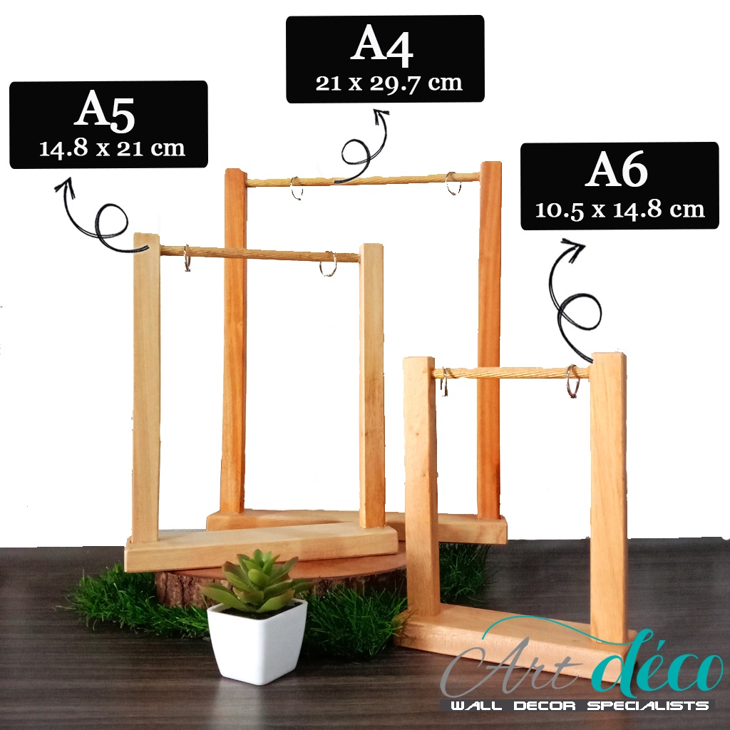 KAYU GANTUNGAN A4 Menu Hanger Stand, Table Number, Wooden Calendar ...