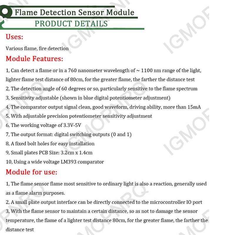 Ir Infrared 3 Wire Flame Detection Sensor Module Ir Flame Sensor Module