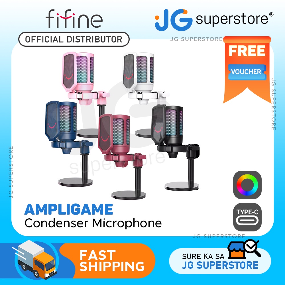 Fifine A6 AmpliGame RGB Cardioid Mic - Built-in Volume Controller ...