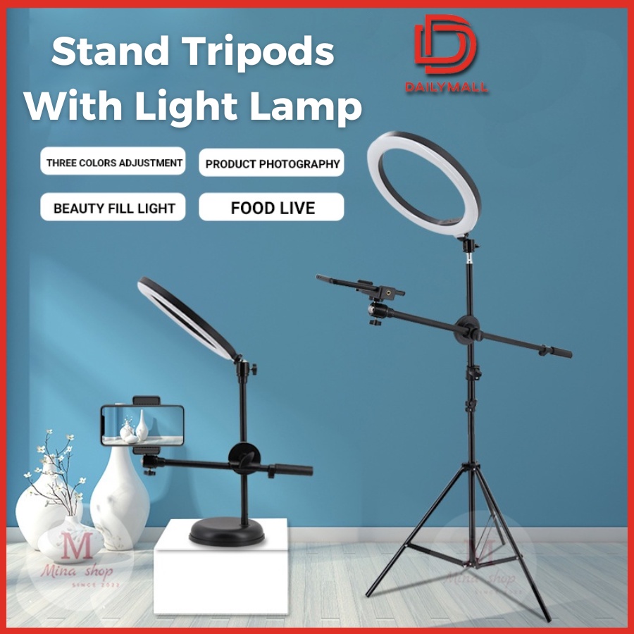 Selfie LED Ring Flash Light Lamp Tabletop Stand Tripods with Mobile ...