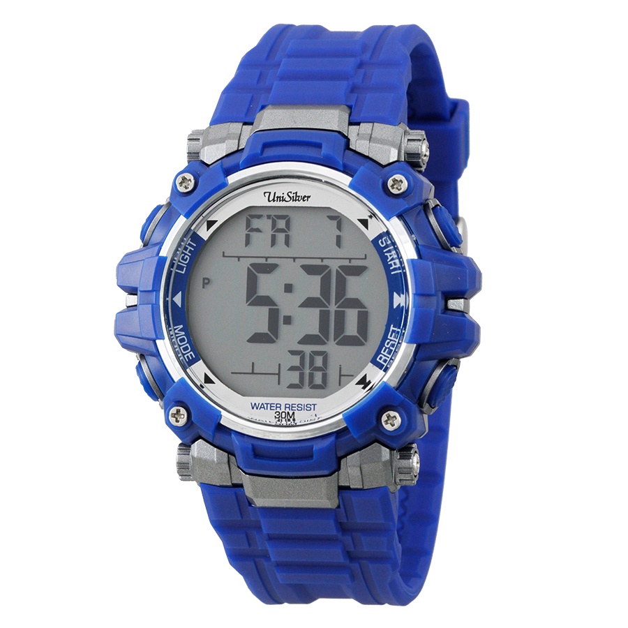 UniSilver TIME DIGISTROM Men's Digital Silver/Blue Rubber KW4011-2006 ...