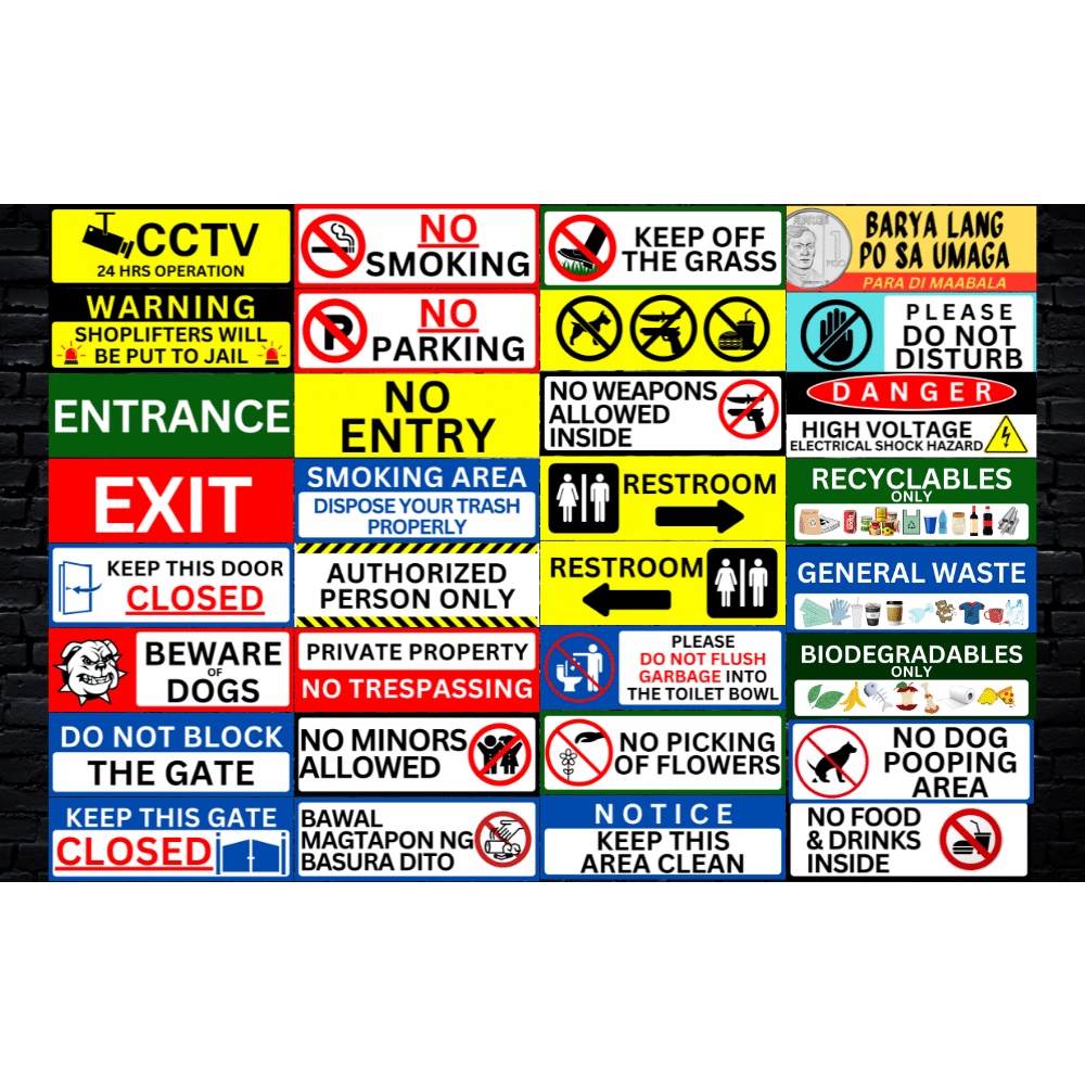 Waterproof Sticker Sign For walls Windows Door 9X28CM | Shopee Philippines