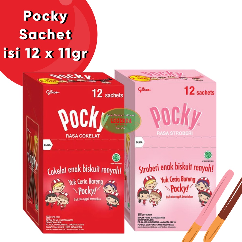 Pocky Single Pack Sachet contains 12 x 11g strawberry chocolate ...