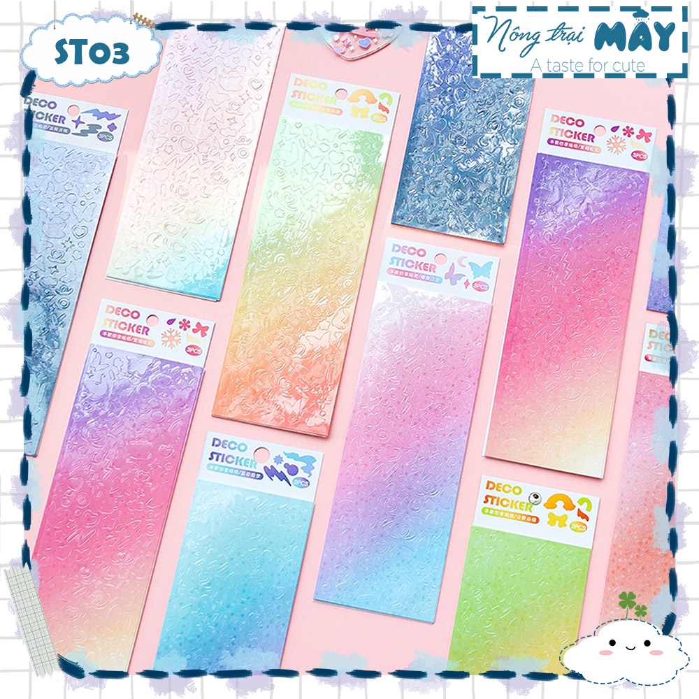 Set of 3 Confetti Stickers Rattan Farm Decoration Top Loader Decor ...