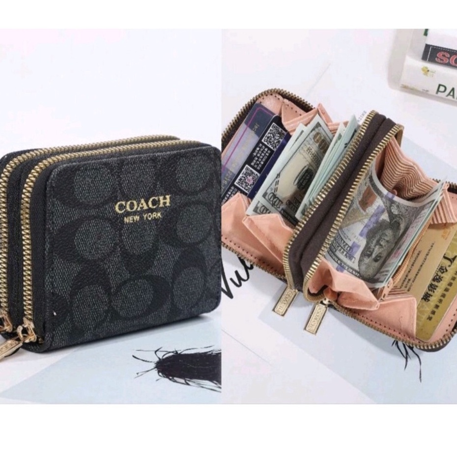 Fashion Double Zipper Wallet Short Wallet Card Wallet For Women Gift ...