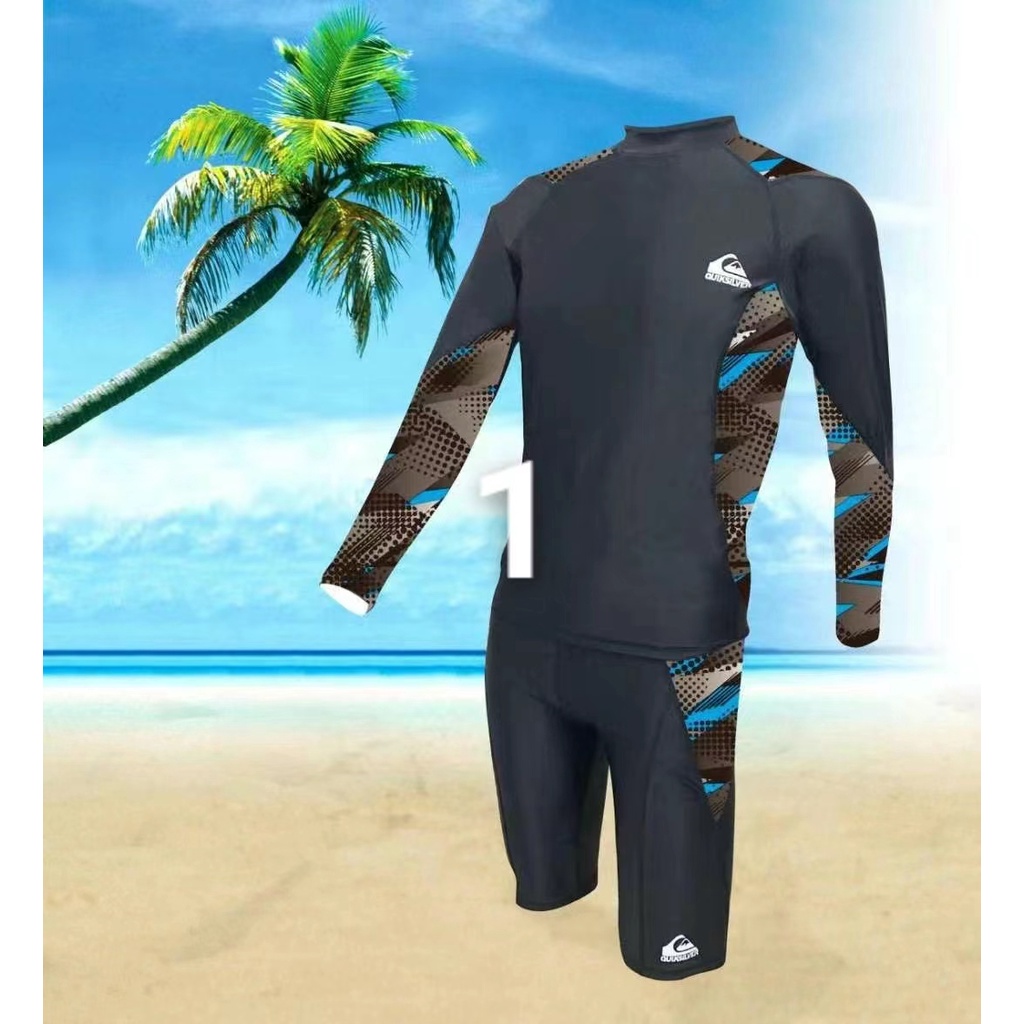 Men’s quicksilver rash guard long sleeve terno | Shopee Philippines