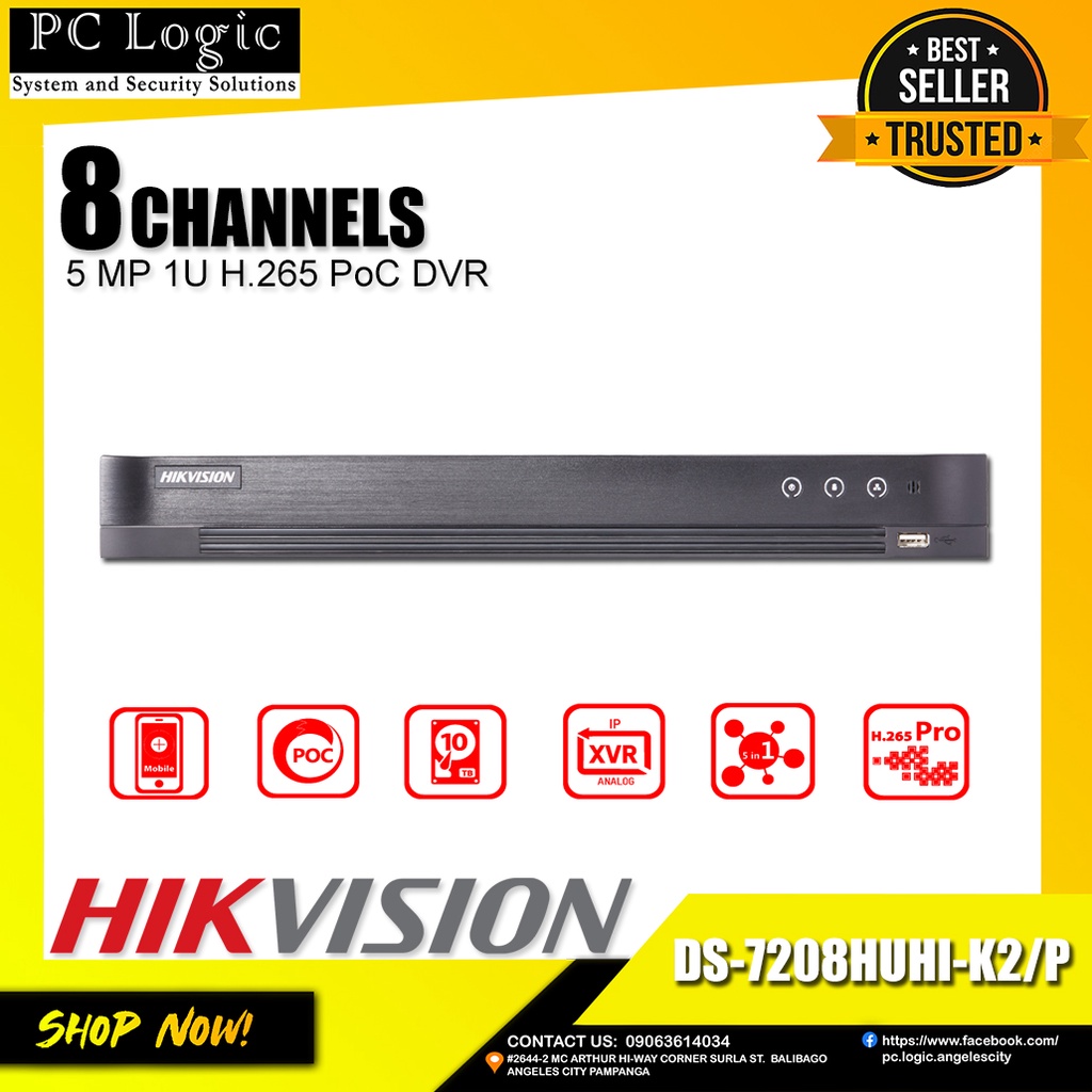 HIKVISION DS-7208HUHI-K2/P 8CH Power Over Coaxial POC 5MP DVR | Shopee Philippines