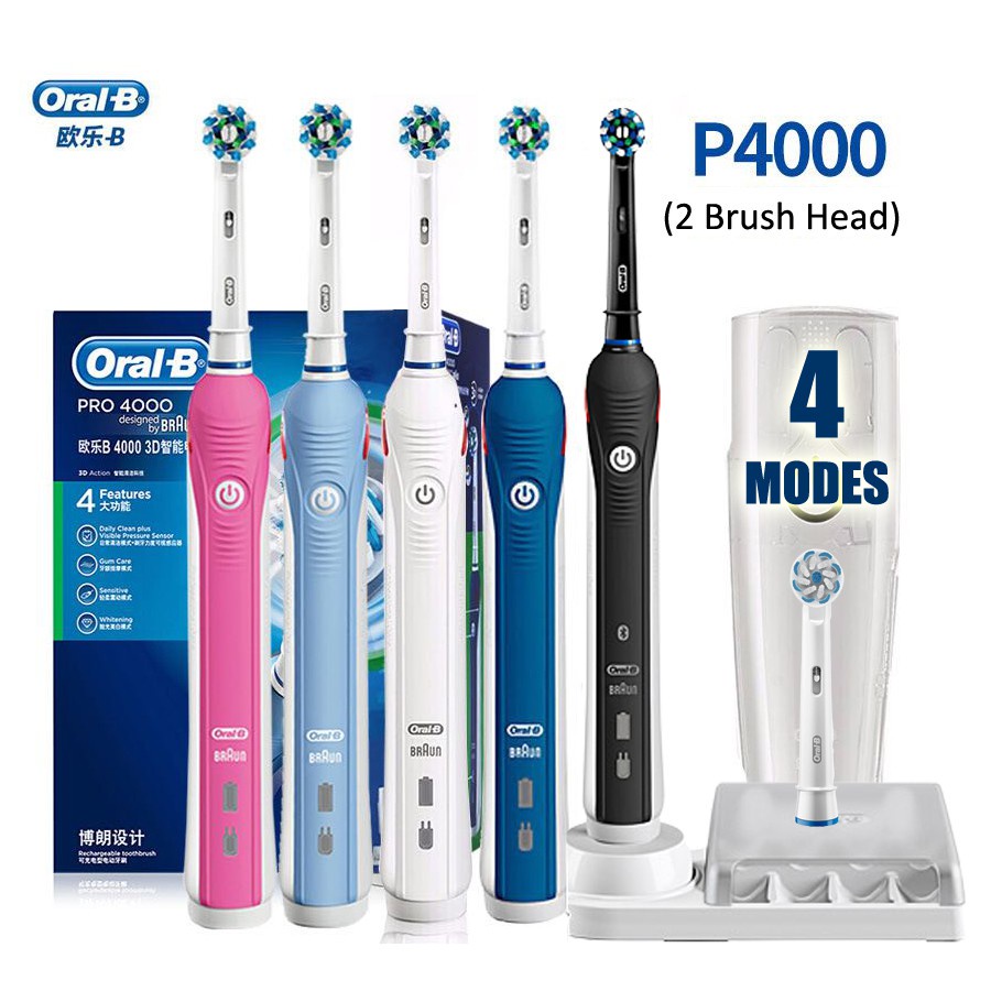 Oral B Pro4000/3000/2000/700/600/D12/ Pro Ultra 3D Ultrasonic Electric Toothbrush 4 Cleaning ...