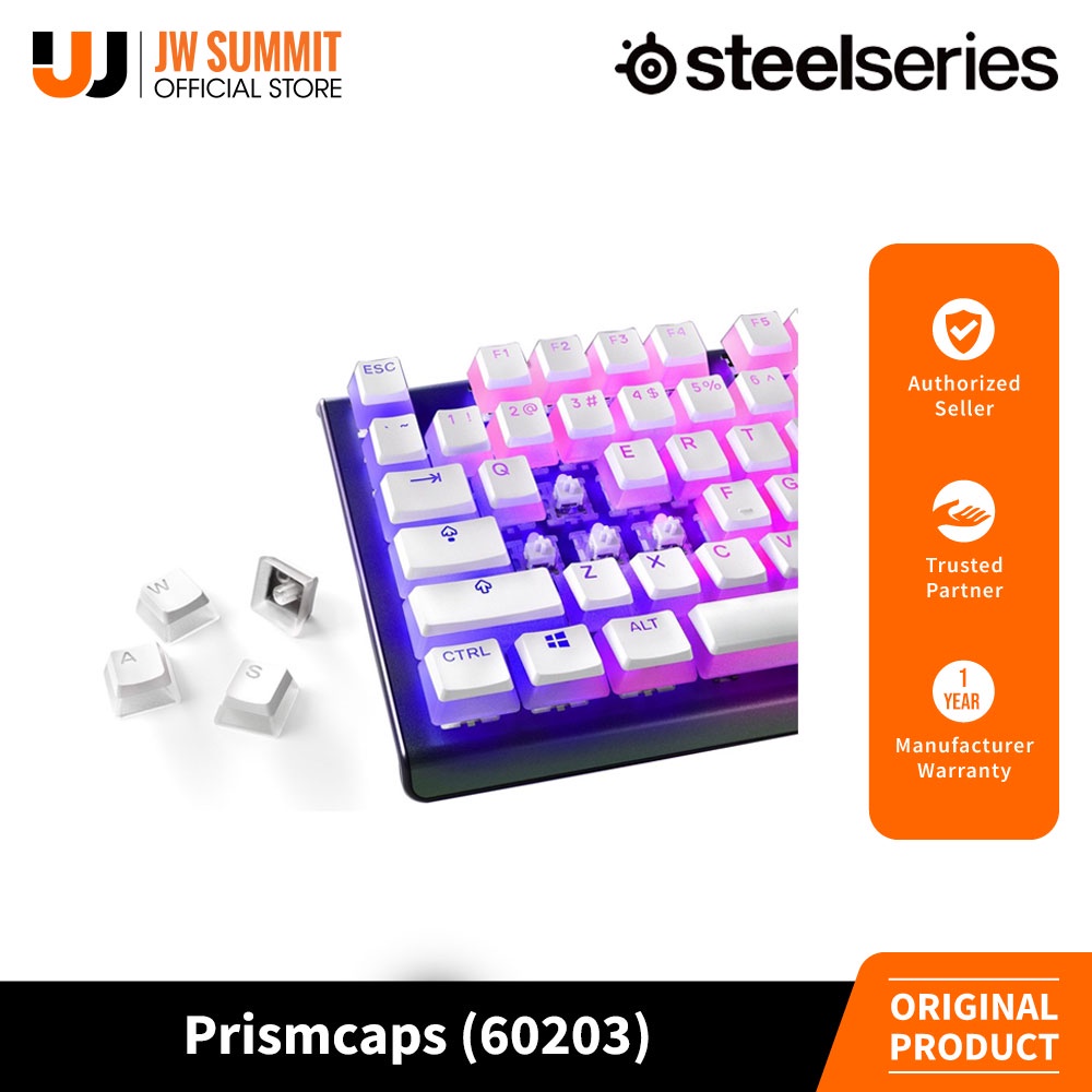 SteelSeries Prismcaps Universal Double Shot PBT Keycaps White (60203) | Shopee Philippines