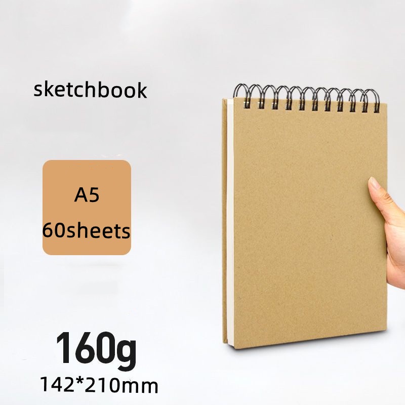 A4/A5/16K kraft paper coil book super thick sketchbook student notepad ...