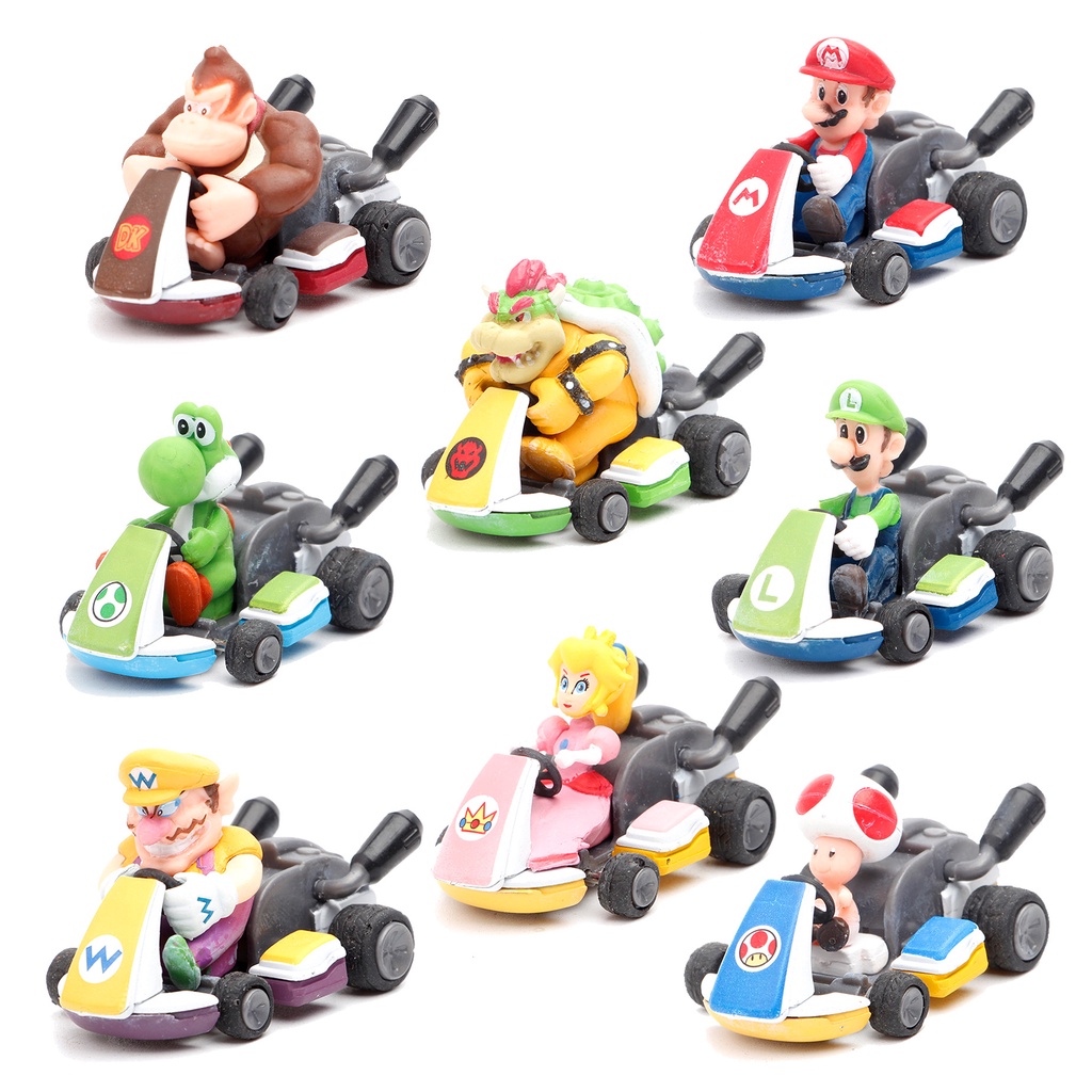 Super Mario Kart 8pcs/set Pull-Back Racers Figure Toy | Shopee Philippines