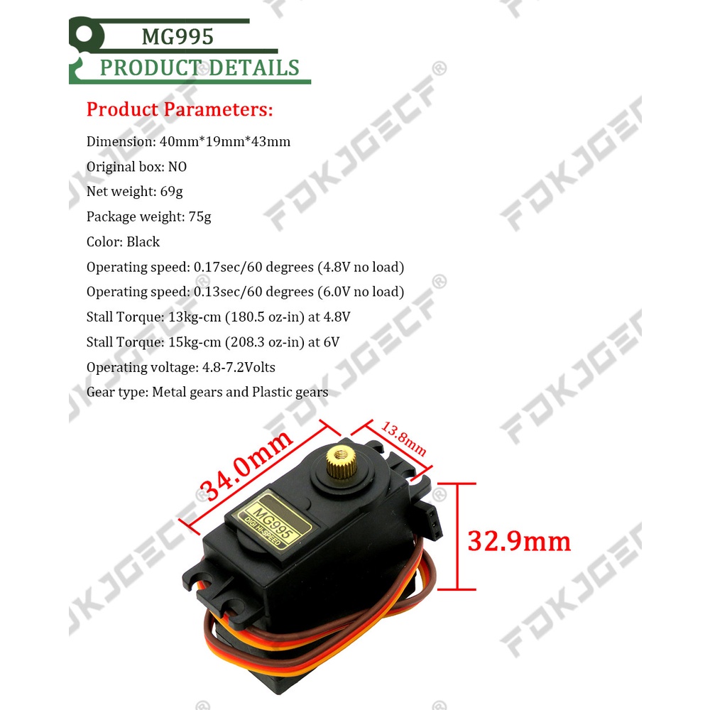 SG90 MG90S MG945 MG946 MG995 MG996 Servo Metal Gear for Model ...