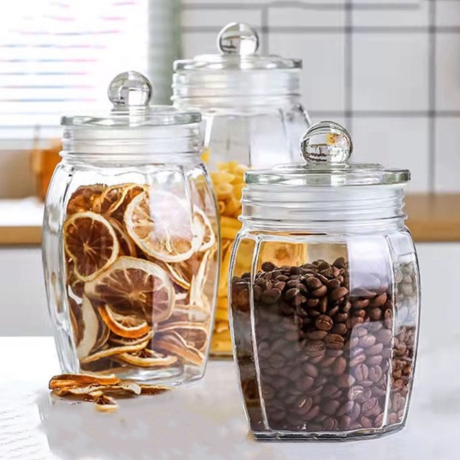 DELISOGA JAR ️ Round Luxury Seasoning Candle Storage Glass Cookie Jam ...